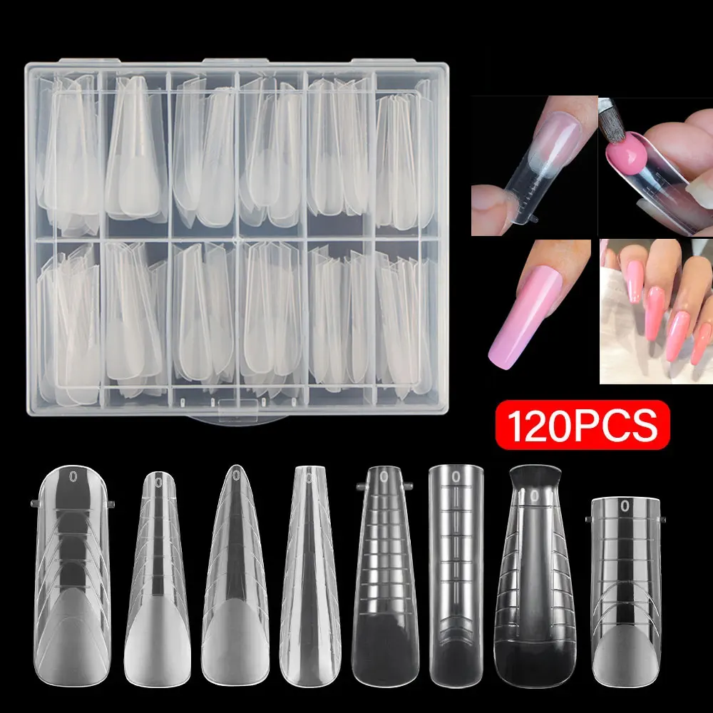120Pcs-Box-Dual-Forms-Mold-UV-Gel-Quick-Building-Mold-For-Fake-Nail-Tip ...