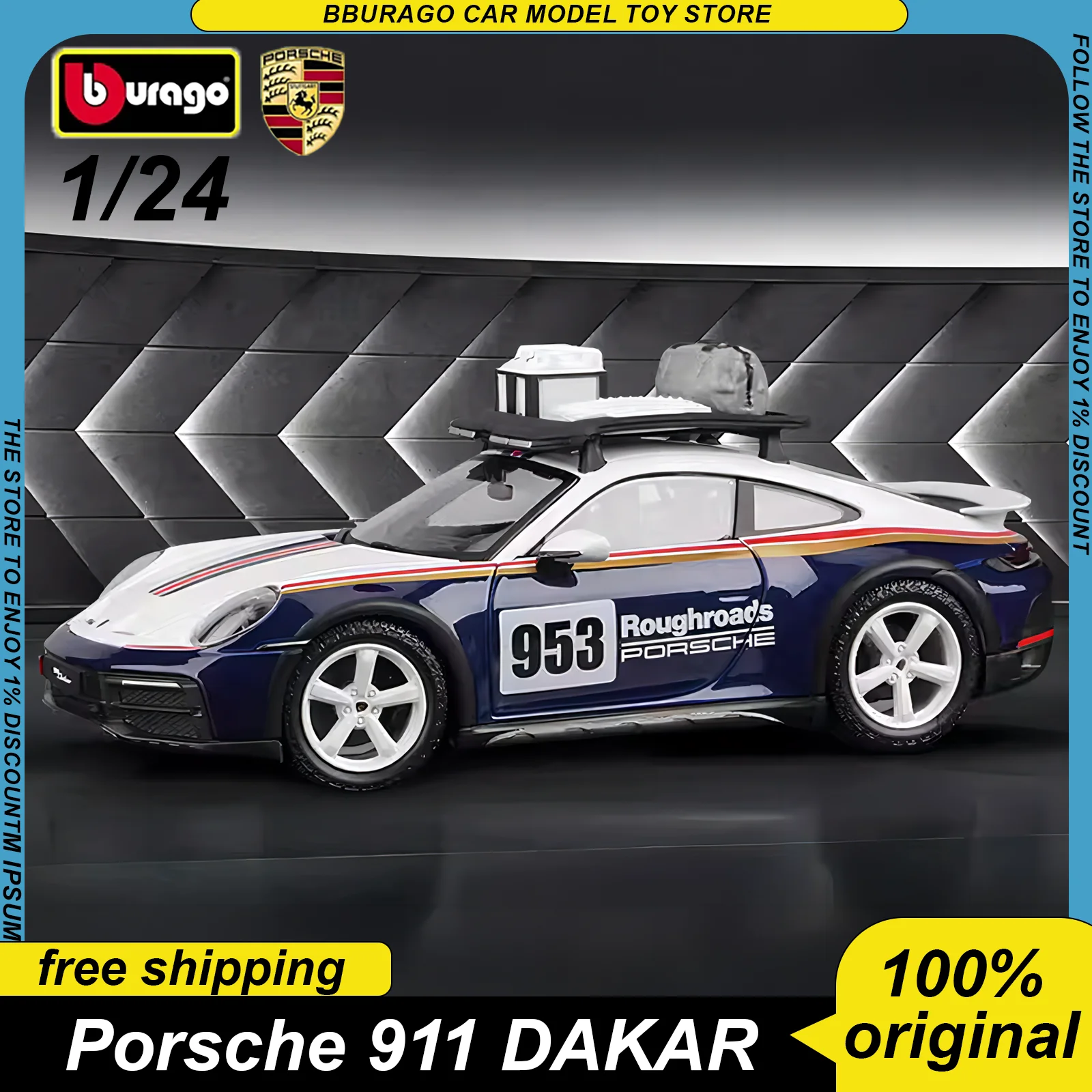 New Product Bburago The Paris Dakar Rally 1:24 Porsche 911 Dakar Wrc ...