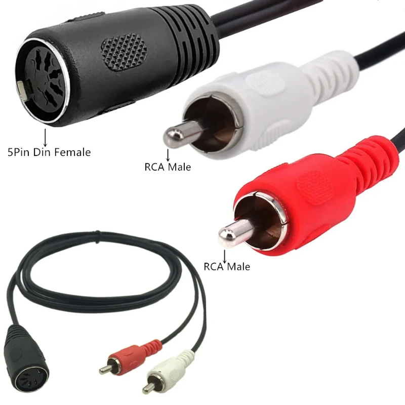5-Pin-DIN-Female-to-two-Double-RCA-Male-Audio-Cable-Line-Dual-RCA-Male ...