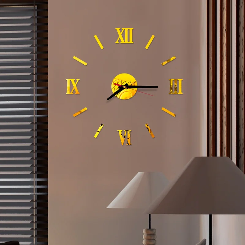 Modern-DIY-Interior-Roman-Wall-Clock-3D-Sticker-Home-Decor-Mirror ...