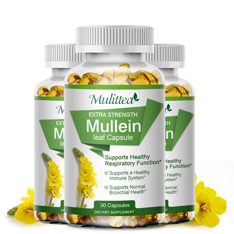 Mulittea Natural Mullein Extract Capsules for Clear Lungs Relieve Cough ...