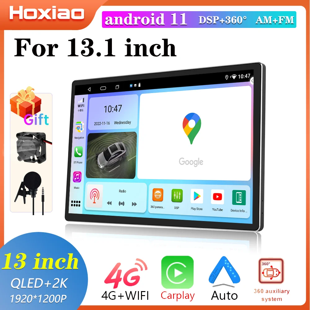 13.1" Car Radio GPS 2 din Android 11 Auto Carplay For Nissan Hyundai KIA TOYOTA Honda Multimedia ...