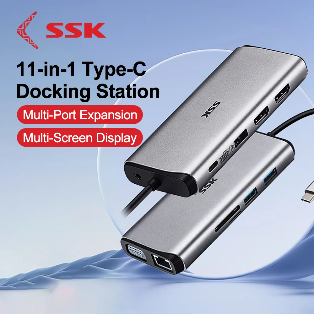 SSK-USB-C-Docking-Station-11-in-1-Triple-Displays-USB-Dock-Dual-Monitor ...