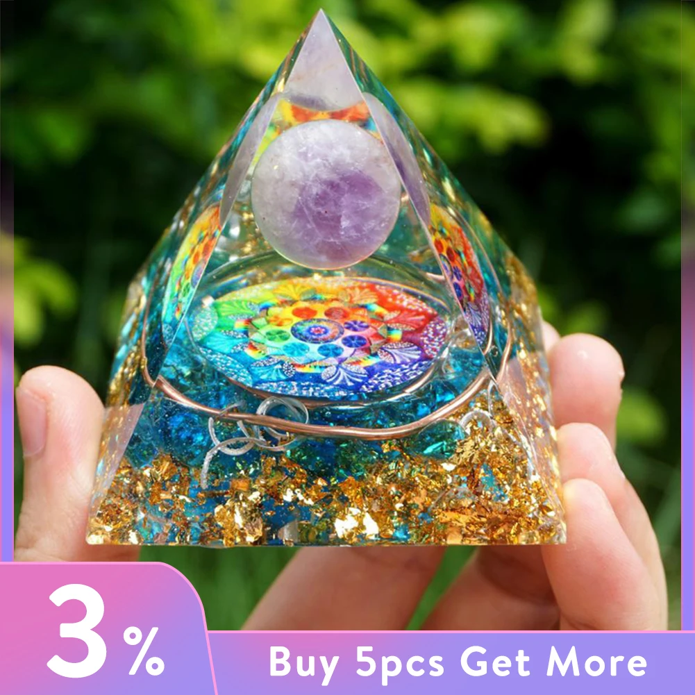 Orgone Pyramid Energy Generator Amethyst Peridot Healing Natural ...