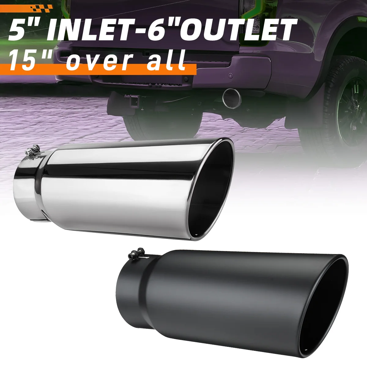 Universal Car Straight Exhaust Tail Throat Tailpipe Exhaust Tip 15inch ...