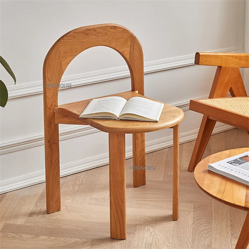 Nordic Cherry Wood Japanese Dining Chair For Kitchen Home Furniture Vanity Stool Chair Cafe ...