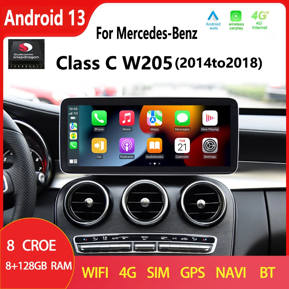 Qualcomm For Mercedes Benz C Class W205 Android 13 2014to2018 CarPlay ...