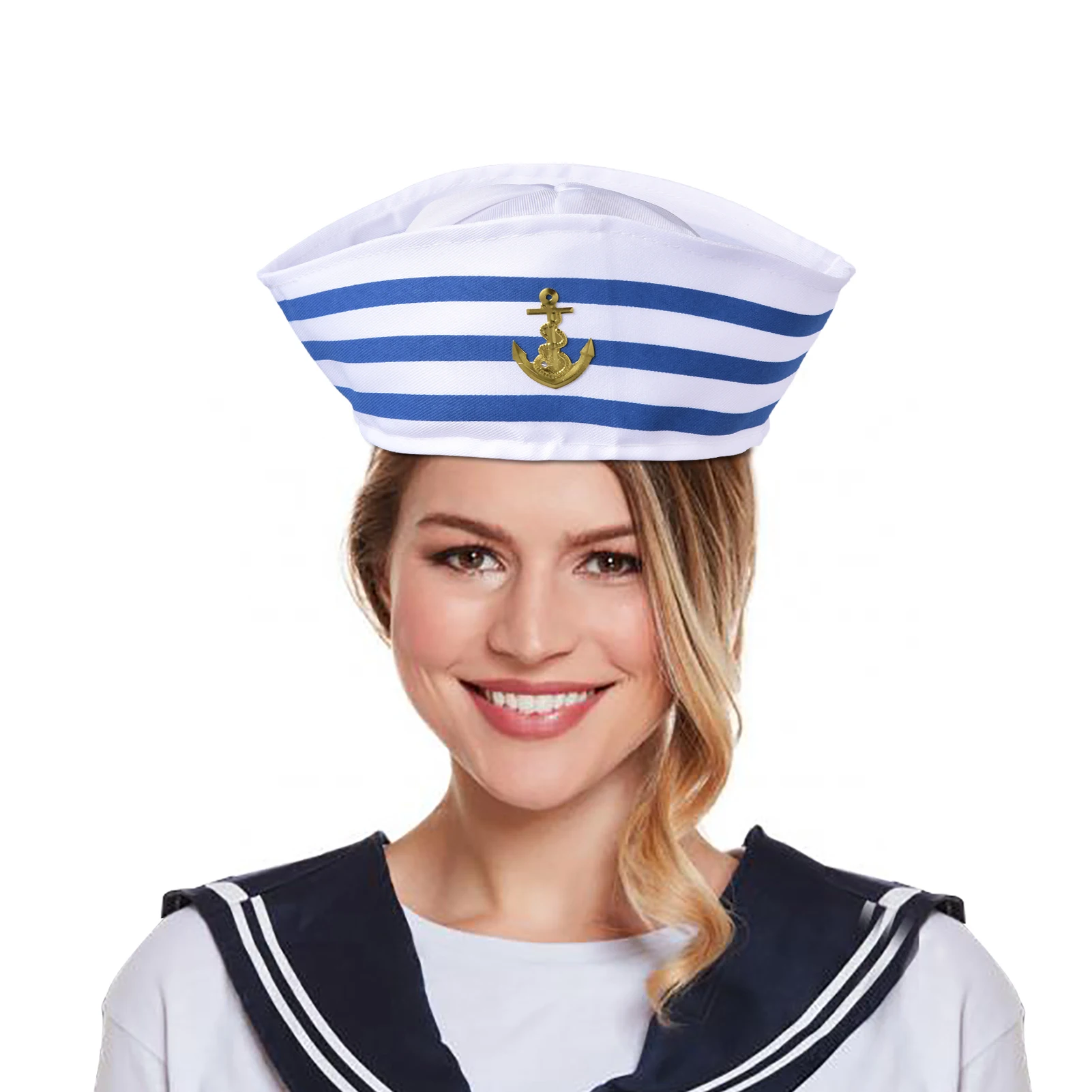 Sailor-Hat-Navy-Blue-Captain-Hat-With-White-Sail-Hat-For-Costume ...