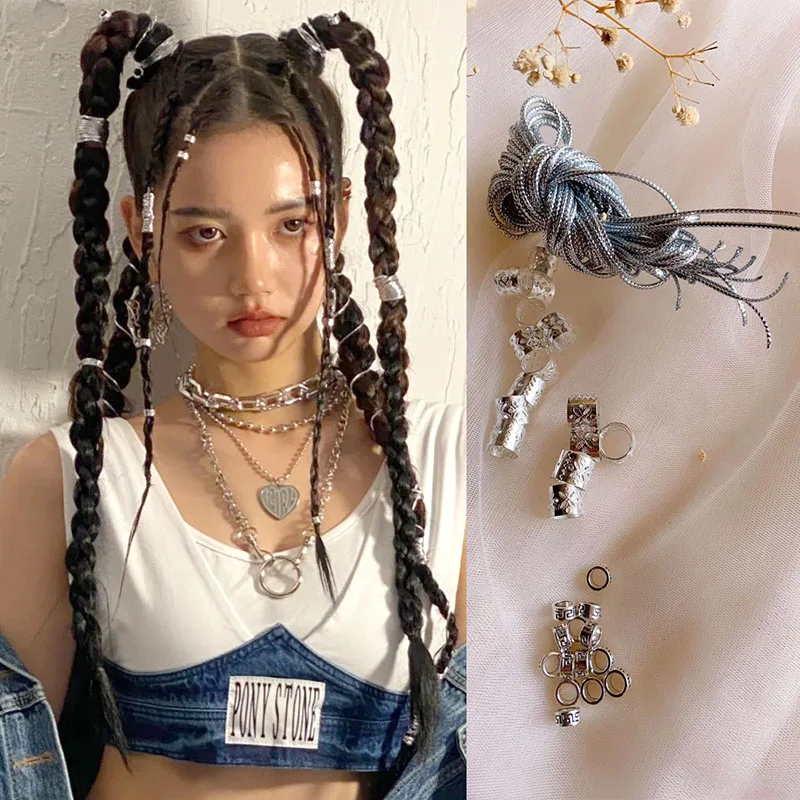 5/10pcs Gold Charms Diy Hair Braid Dread Dreadlock Beads Hair Ring Rope ...