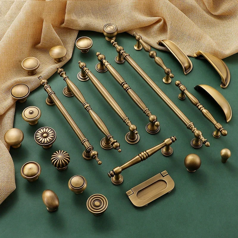 Antique-Solid-Brass-Cabinet-Handles-Vintage-Cup-Pulls-Retro-LuxuryT-Bar ...