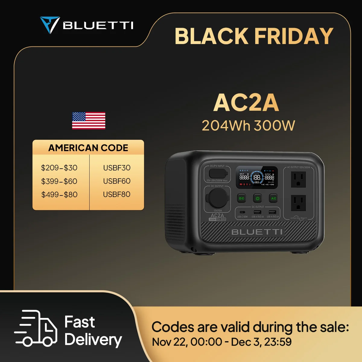 US-Plug-BLUETTI-AC2A-Portable-Power-Station-204Wh-LiFePO4-Battery ...