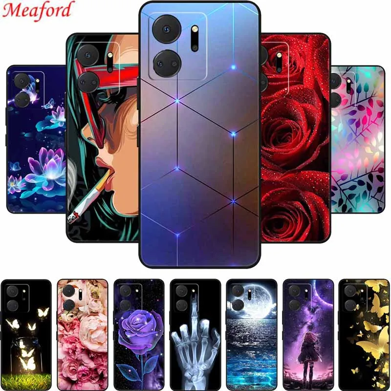 For Honor X7a Case Popular Image Black Silicone Soft Back Cover Case ...