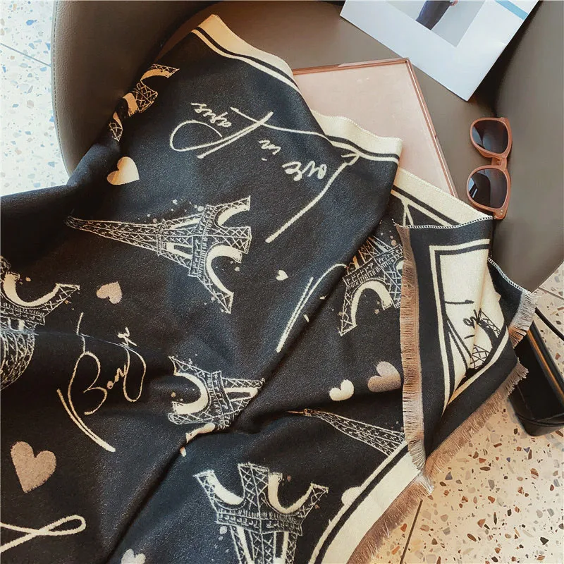Luxury design Winter Scarf Women's Cashmere Warm Cashmere Scarf Ladies ...