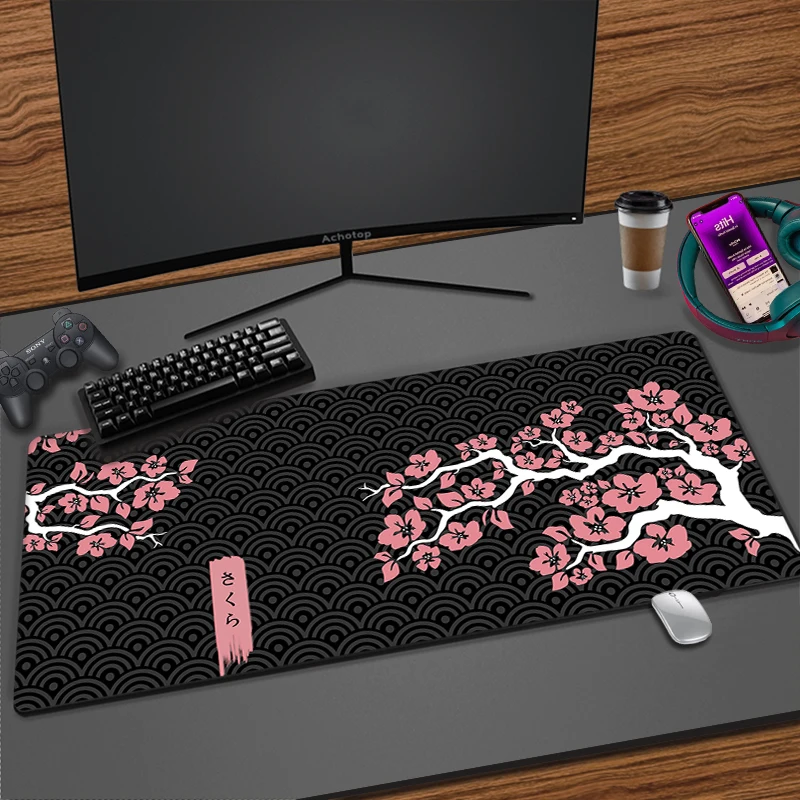 Sakura Pink Mousepad Computer Table Mats Large Pc Mouse Pad Art Cherry Blossoms Keyboard Mause ...