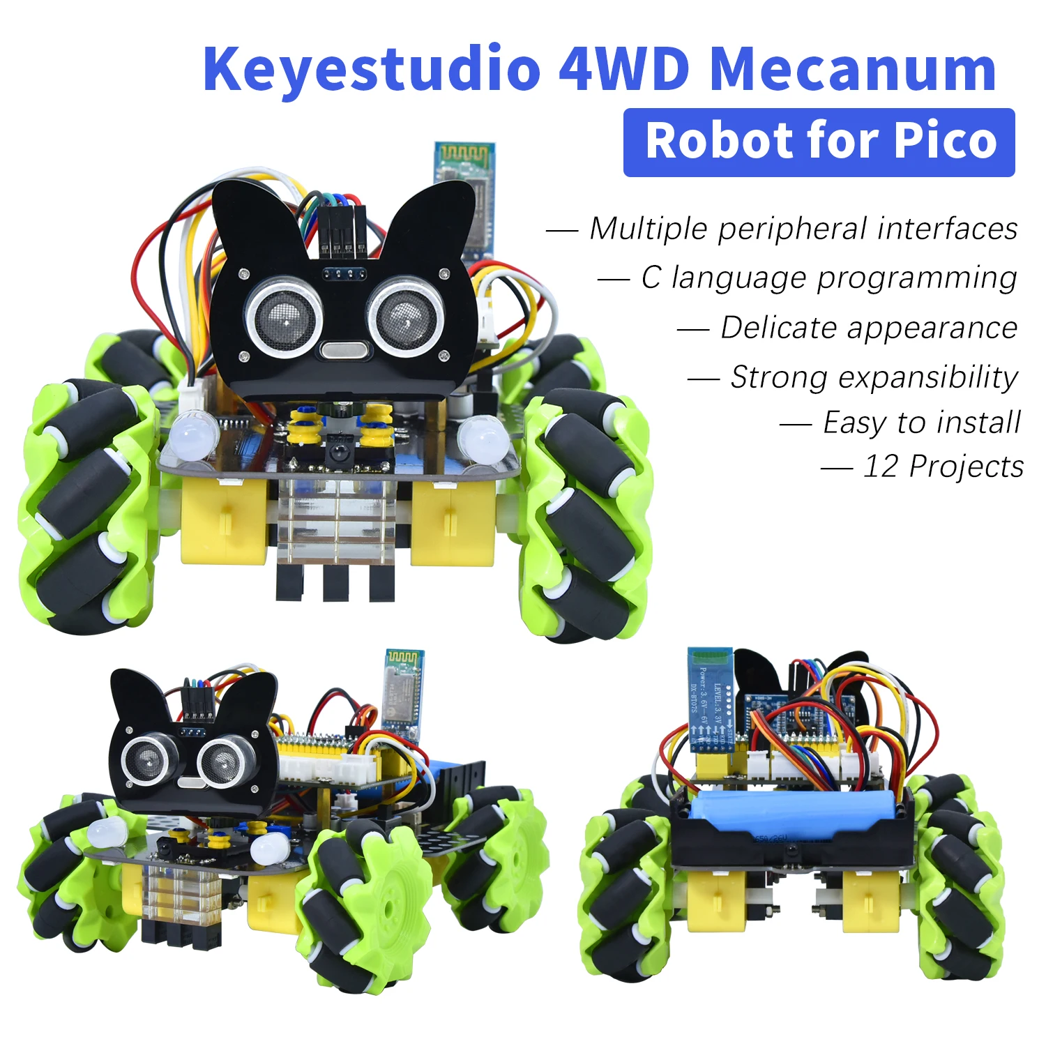 Keyestudio-4WD-Raspberry-Pi-Pico-Robot-Car-Mecanum-Robot-Kit-For ...
