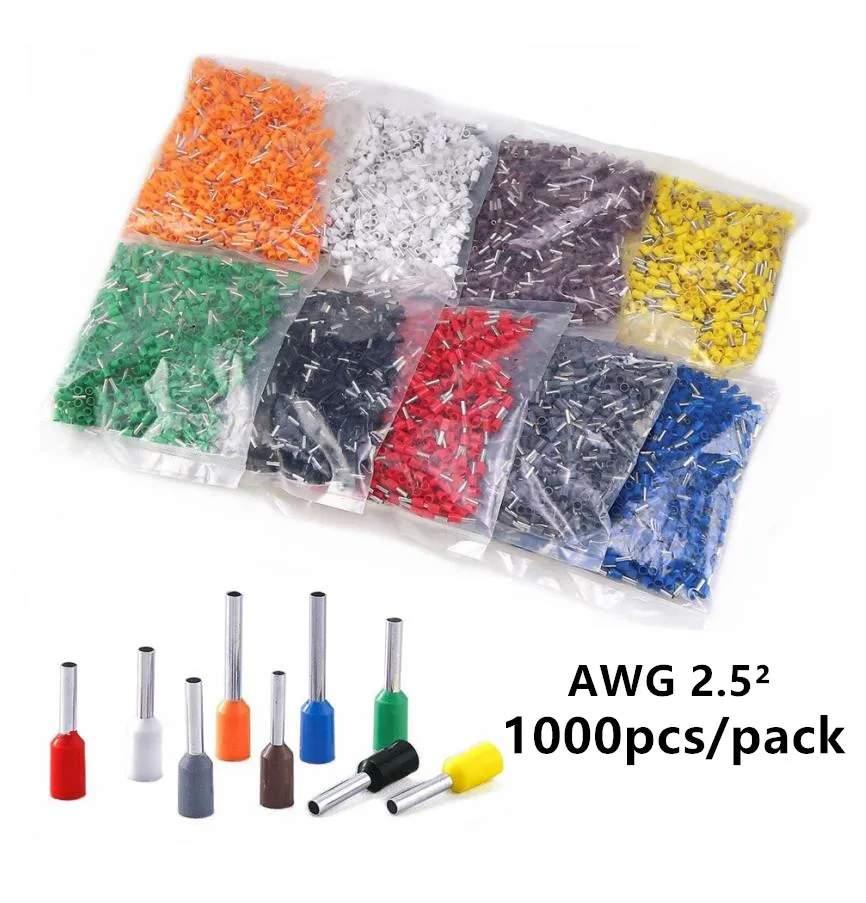 1000PCS-E2508-E2510-E2512-E2518-Tube-insulating-terminals-AWG-14 ...