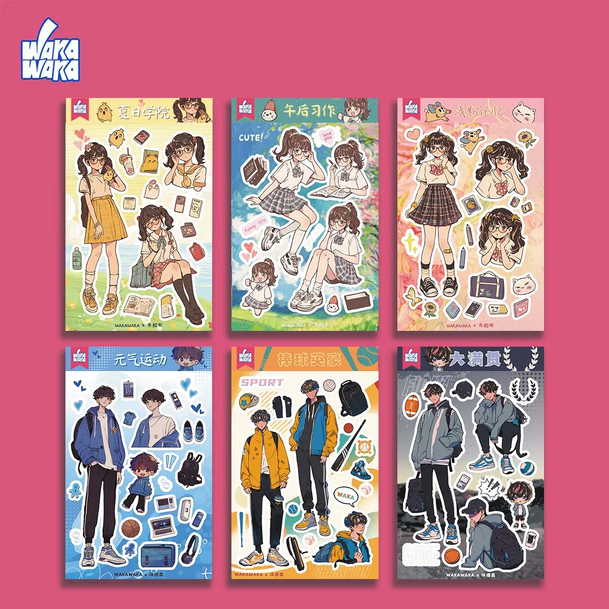WAKAWAKA-Stickers-Set-for-Scrapbook-Comic-Campus-Character-Decorative ...