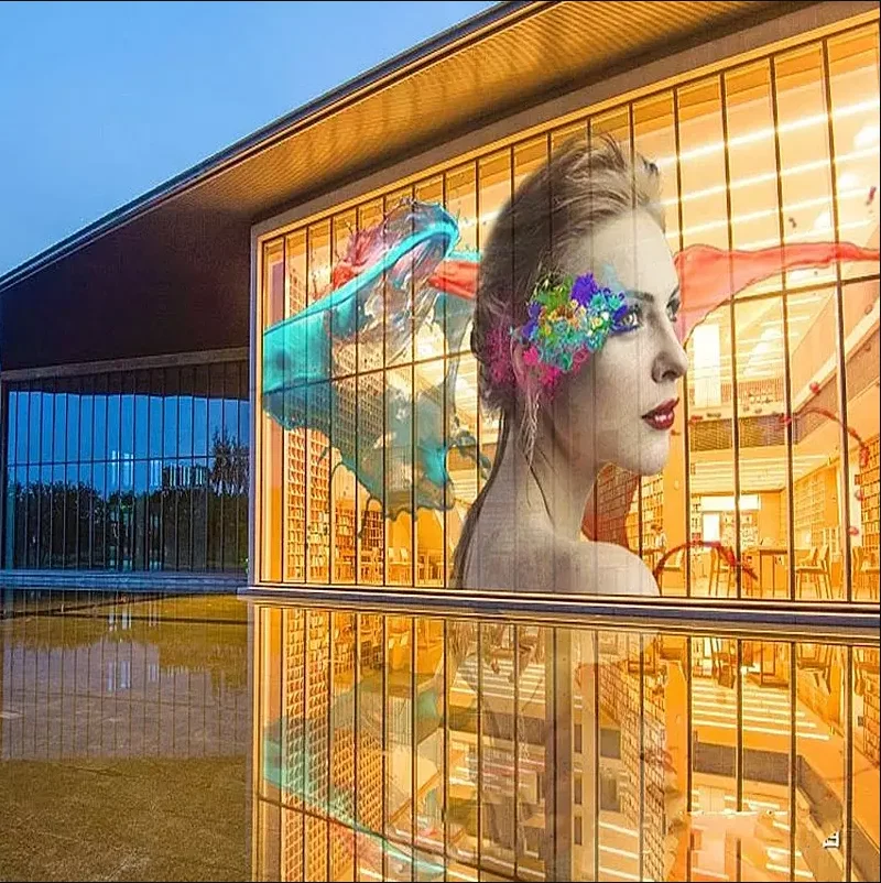 Glass Wall LED Display Window LED Screen Transparent LED Video Wall ...