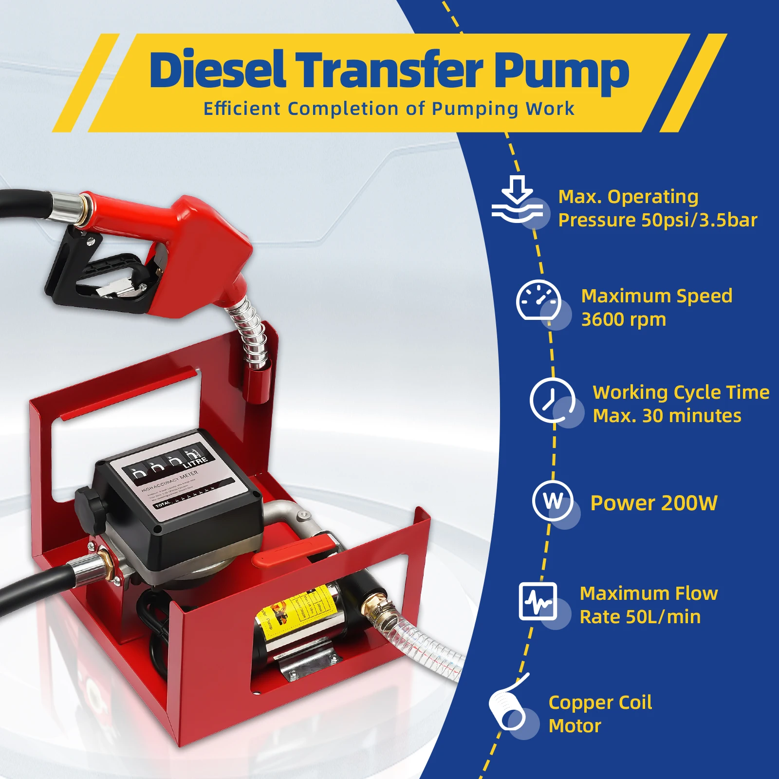 Diesel-Pump-50l-min-Heating-Oil-Pump-Self-priming-230V-200W-Automatic ...