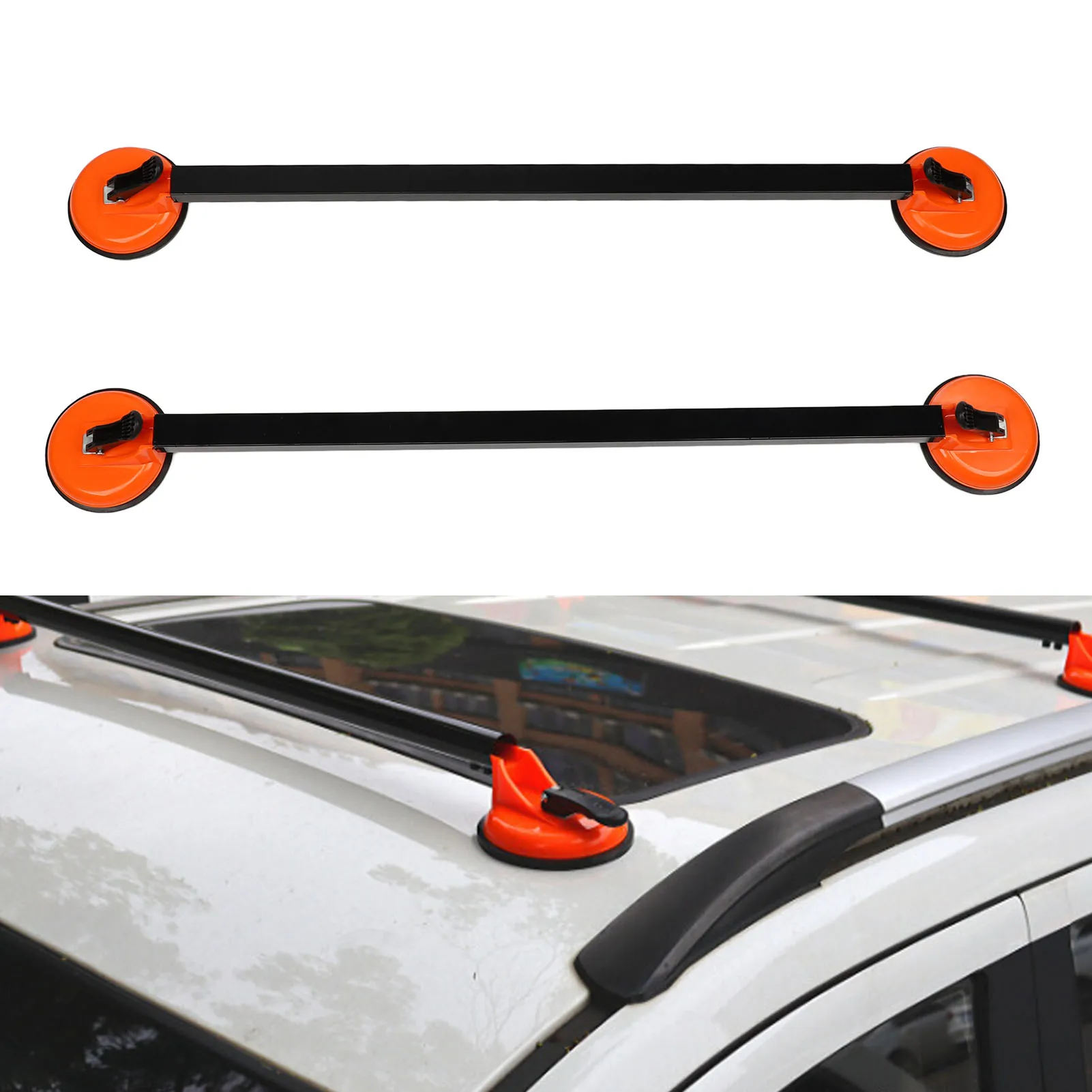 2 Pcs 36.22 Inch Car Roof Rack Cross Bars Square Steel Tube Suction ...