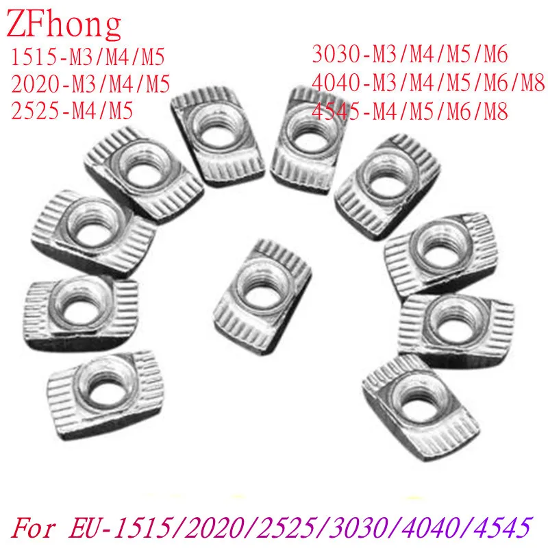 10-100PCS-m3-m4-m5-m6-m8-T-mutter-T-Mutter-Hammer-Drop-In-Gleitmutter ...