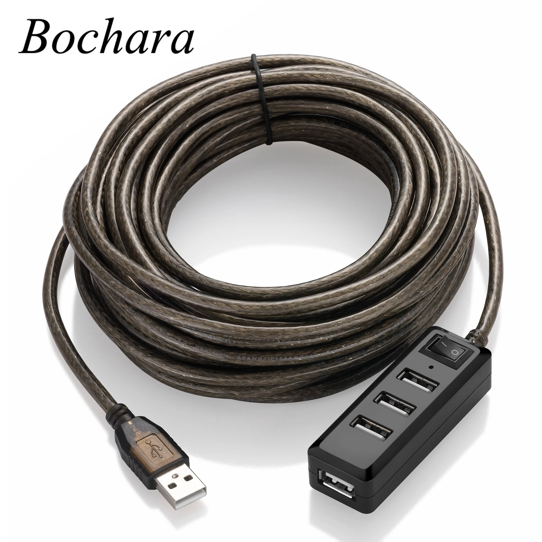 Bochara 4Ports USB 2.0 HUB Extension Cable Male to Female Active ...