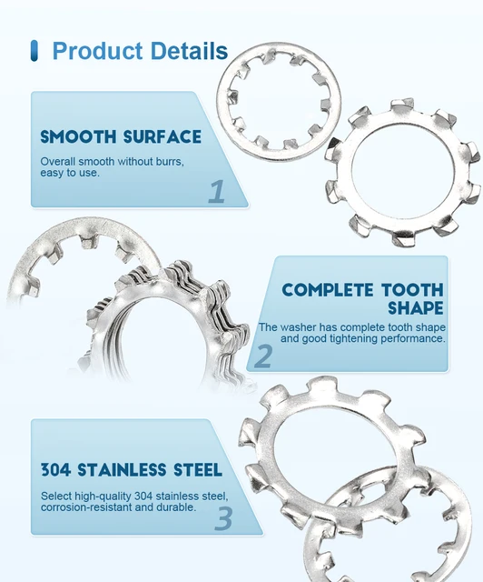 Lock Washer M5 Washer 300-Piece Stainless Steel Star Washer Kit ...