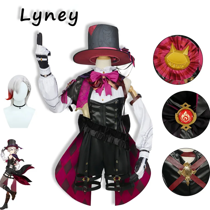 Lyney-Cosplay-Genshin-Impact-Costume-Magician-Uniform-Hat-Shawl-Bow-Tie ...