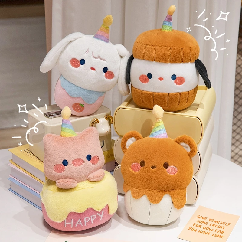 Cartoon-Cake-Plush-Toys-Stuffed-Cute-Bear-Pig-Dog-Birthday-Candle-Cake ...