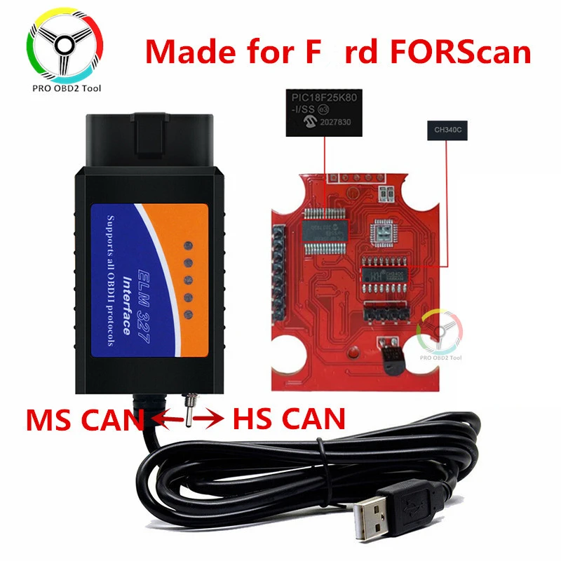 ELM327 USB with Switch Code Scanner ELM327 FORscan ELMconfig Code Reader Tools for Frd HS CAN MS ...