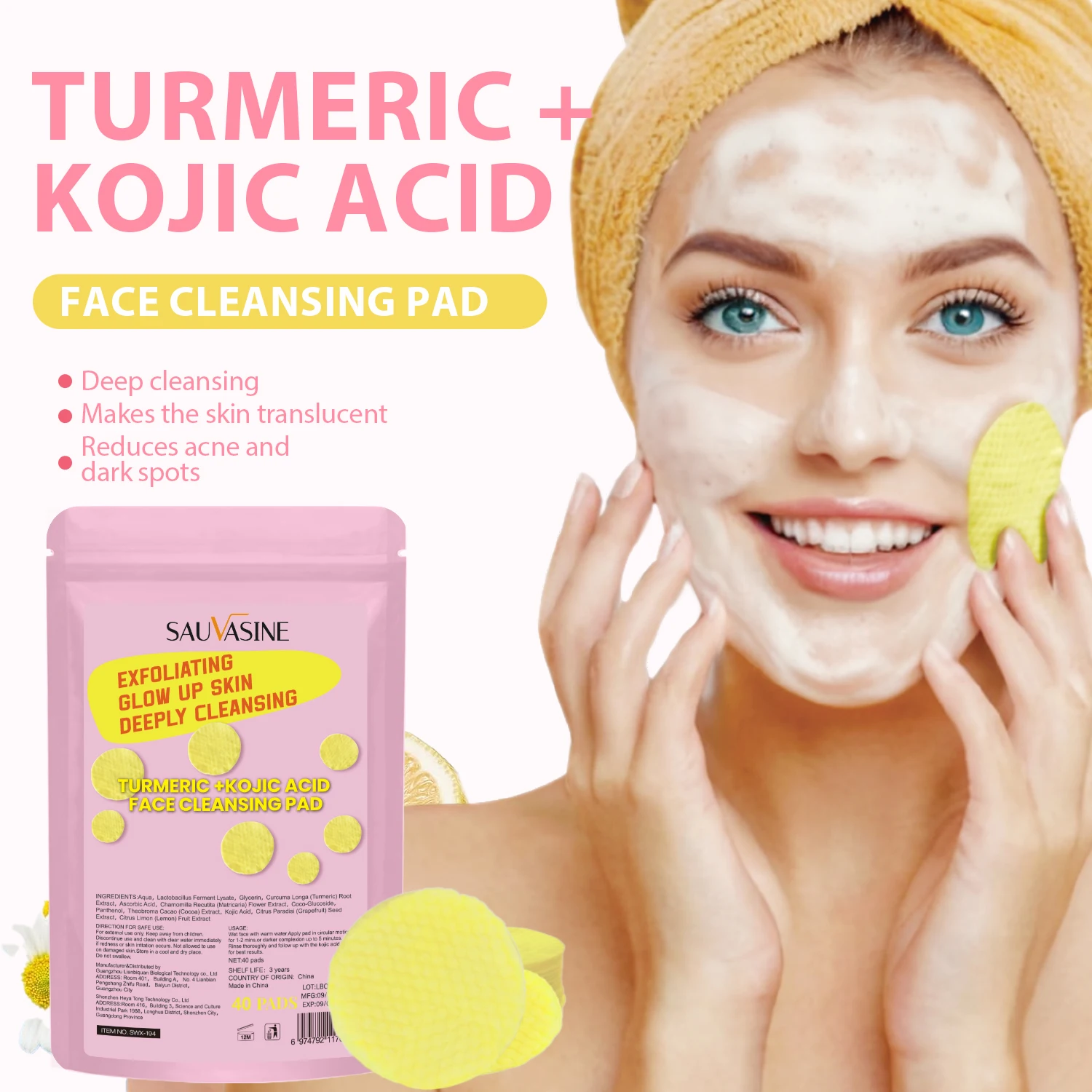 C-rcuma-Facial-Cleansing-Pads-Clareamento-Limpeza-Profunda-Mancha ...