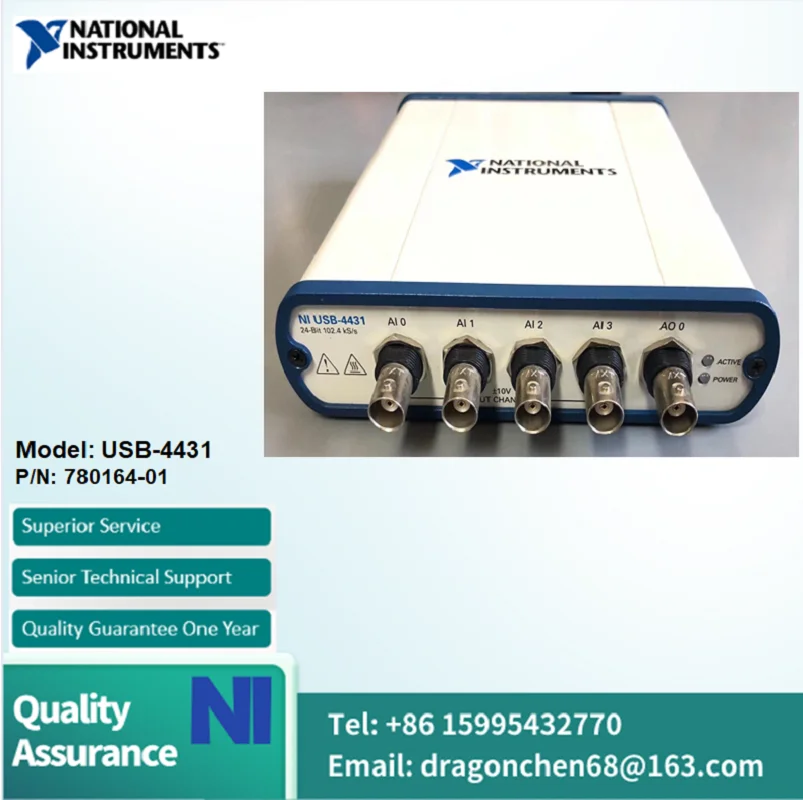 NI USB-4431 780164-01 102.4 kS/ s , 100 dB , 0.8 Hz AC/ DC Coupled, 4 Input/Single Output Sound ...