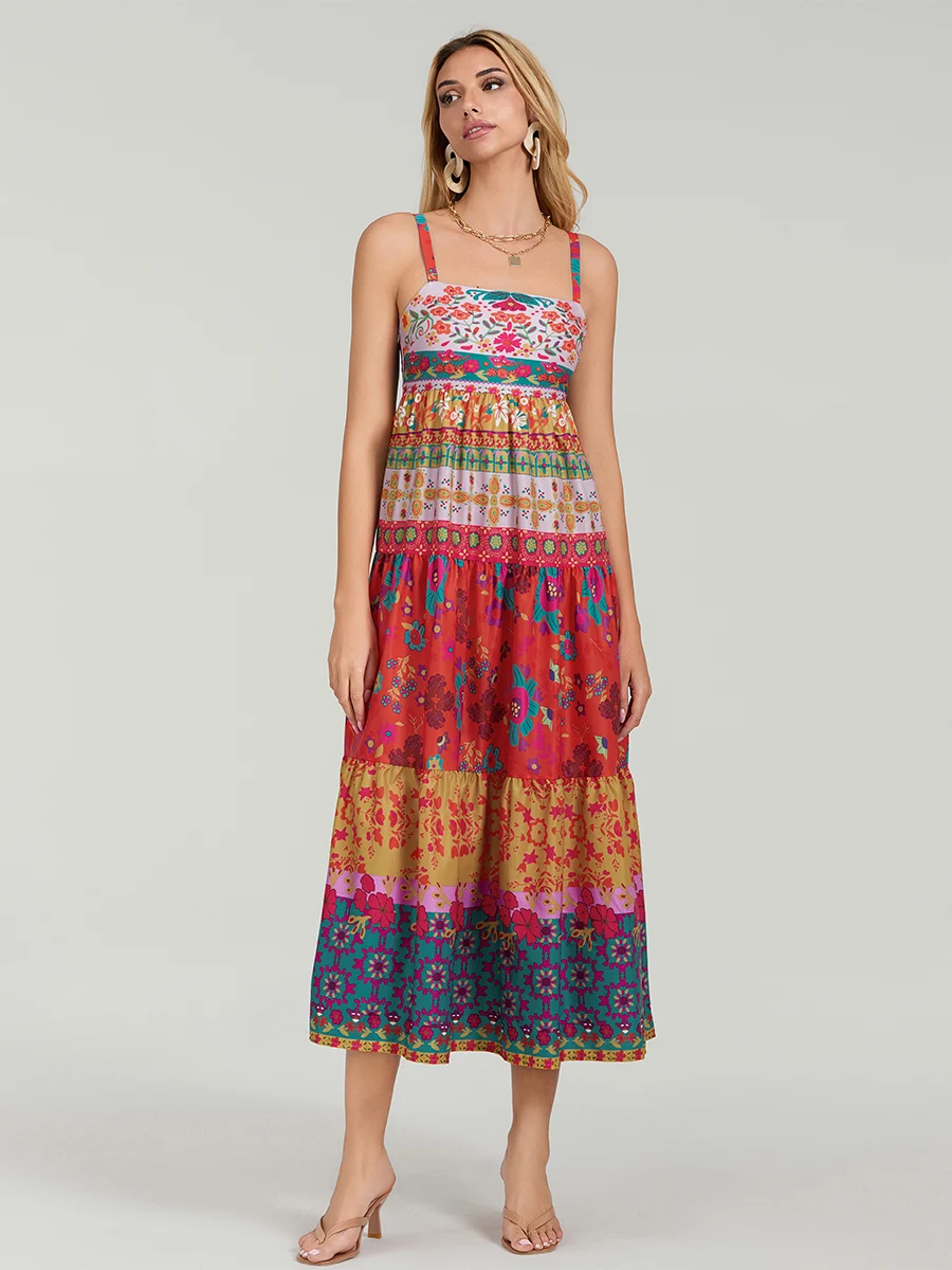 Women-Floral-Patch-Maxi-Dress-Sleeveless-Square-Neck-Boho-Long-Dress-Backless-Spaghetti-Strap ...