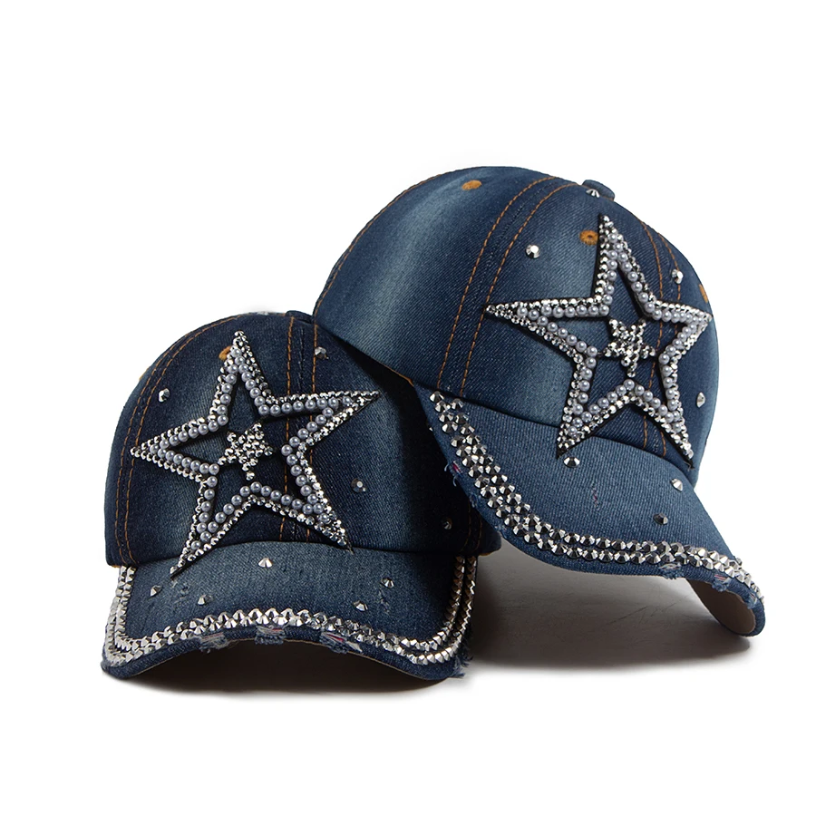 Y2K Pentagram Denim Cloth Baseball Cap Women Fashion Vintage Snapback ...