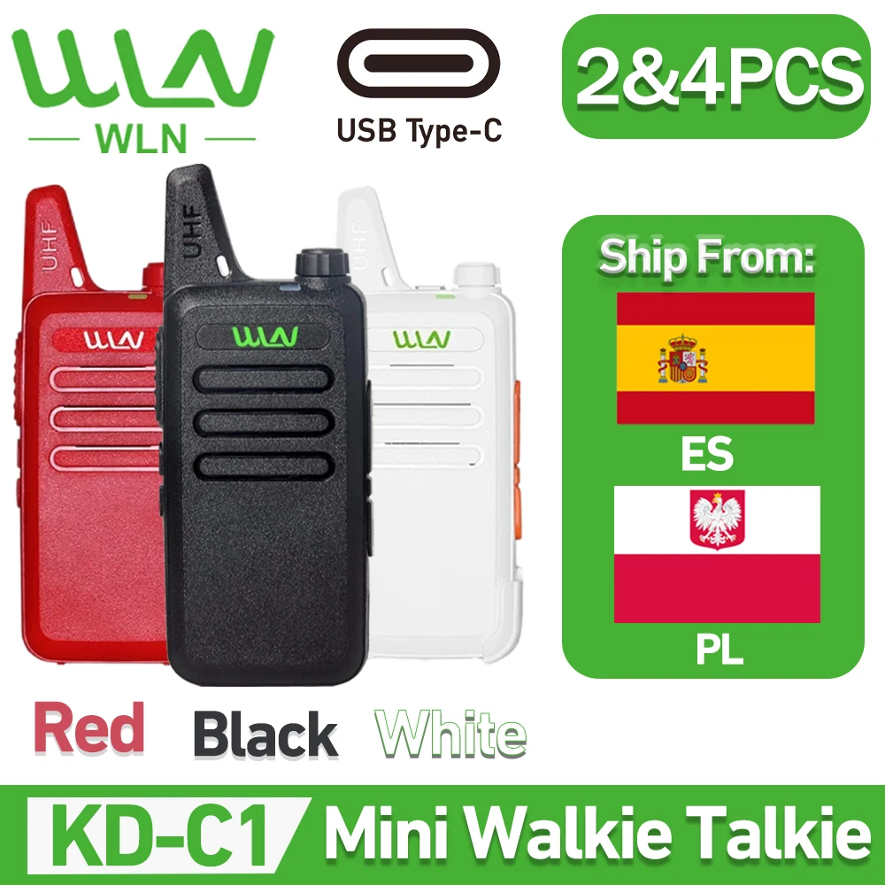 WLN KD-C1 2&4PCS 2W Mini Handy Portable Walkie Talkie UHF 400-470 Mhz ...