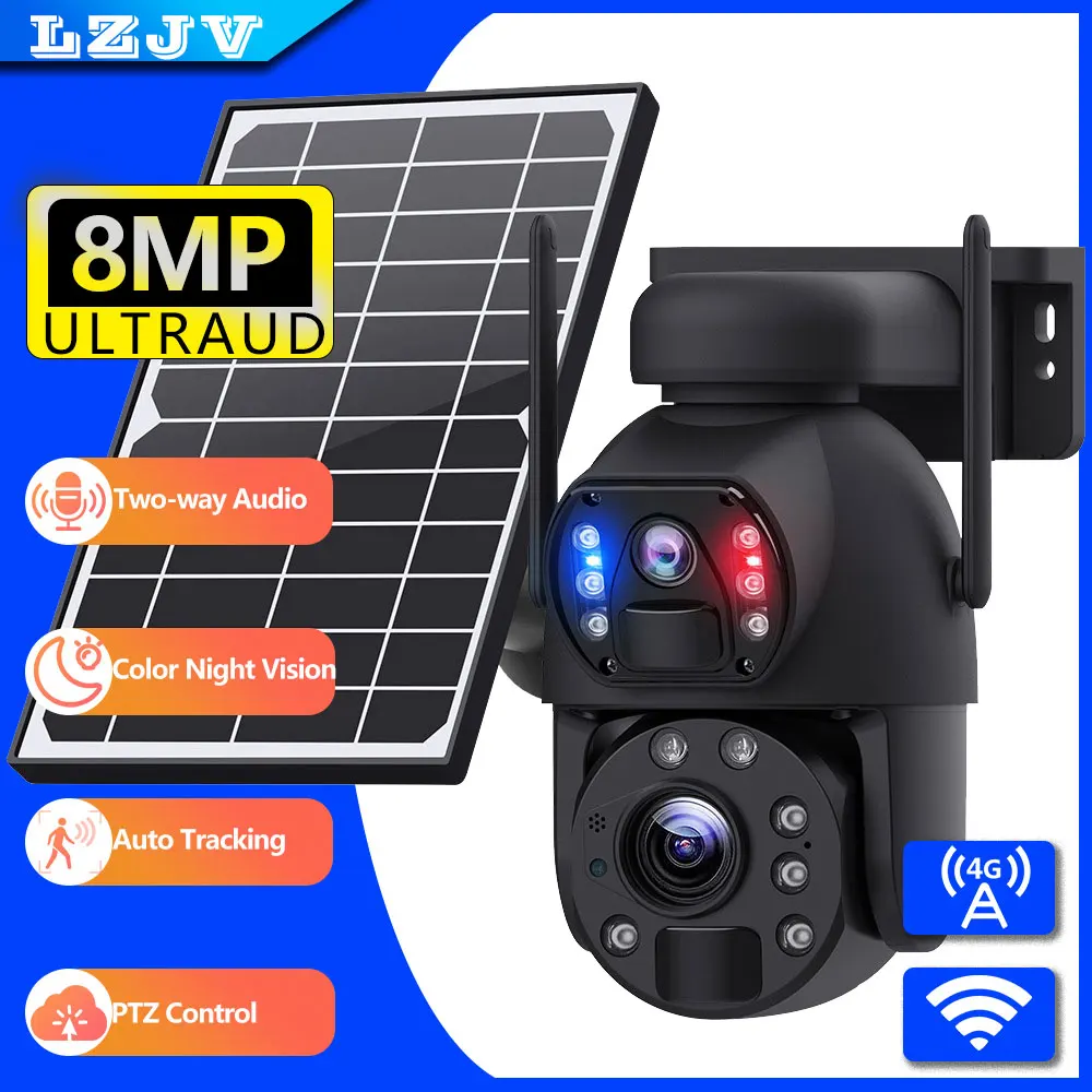LZJV-4K-8MP-Solar-Powered-Camera-10X-Optical-Zoom-4G-Outdoor-SIM-Card ...