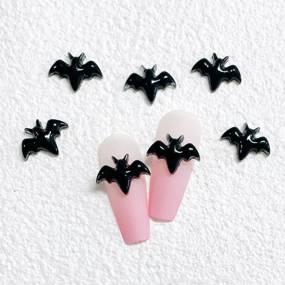 30PCS-3D-Black-Bat-Nail-Charms-Accessories-Parts-For-Halloween-Nail-Art ...