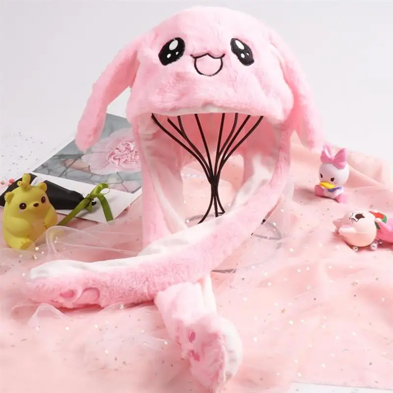 50cm Bunny Hat Ear Moving Funny Jumping Hat Bunny Plush Hat Cap for ...