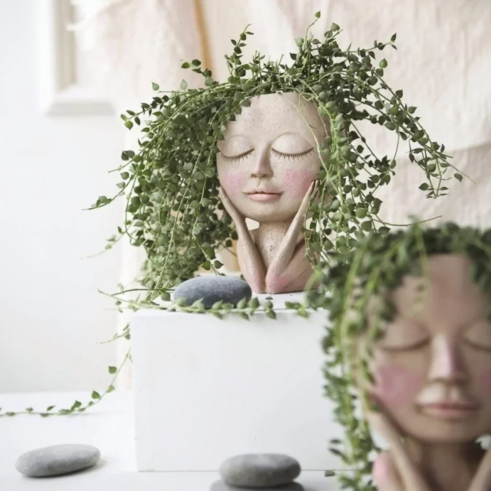 Pequena-menina-suculenta-vaso-de-flores-Personagem-simples-Est-tuas-do ...