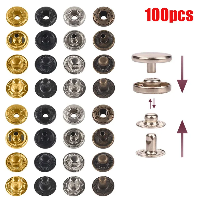 100pcs-Leather-Snap-Fasteners-Kit-12-5mm-Metal-Button-Snaps-Press-Studs ...
