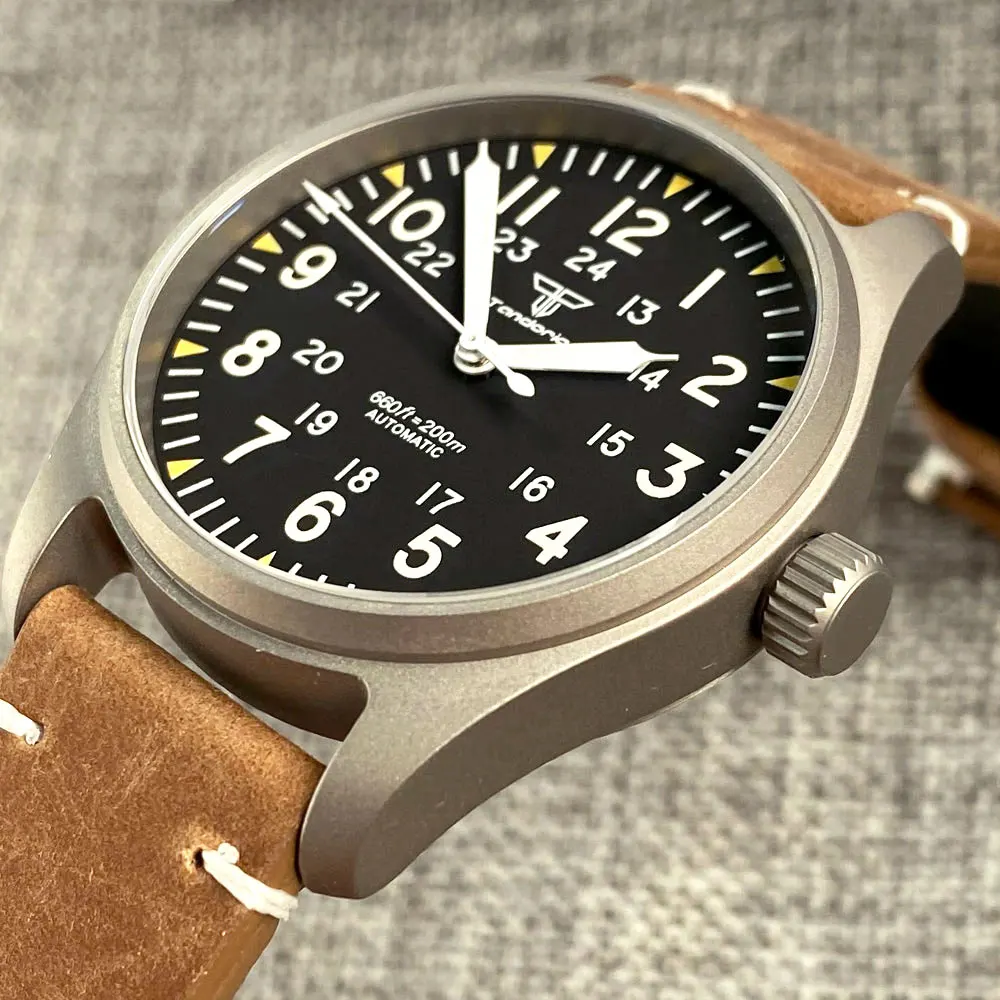 New-Tandorio-Pilot-39mm-Titanium-Watch-NH35-PT5000-200M-Waterproof ...