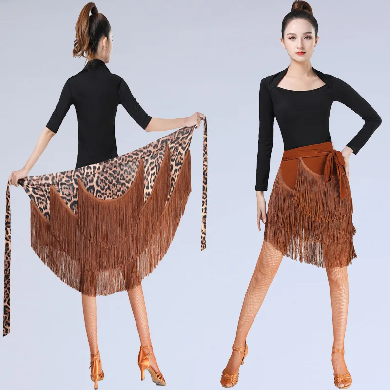Latin-dance-skirt-fringed-hip-scarf-practice-dress-women-s-short-skirt ...