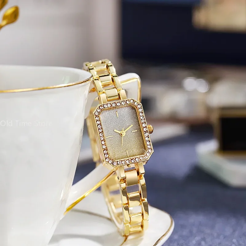 Luxury Ladies Brand Watches Fashion Dresses Square Crystal Minimalist ...