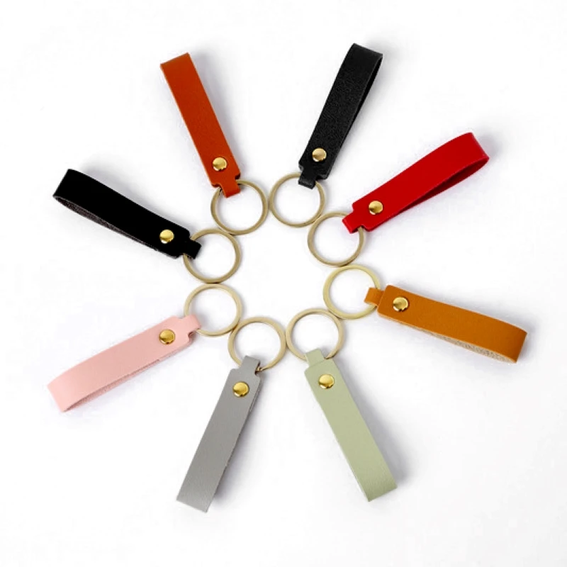 Fashion Pu Leather Keychain 8 Colors Business Leather Key Chains Men ...