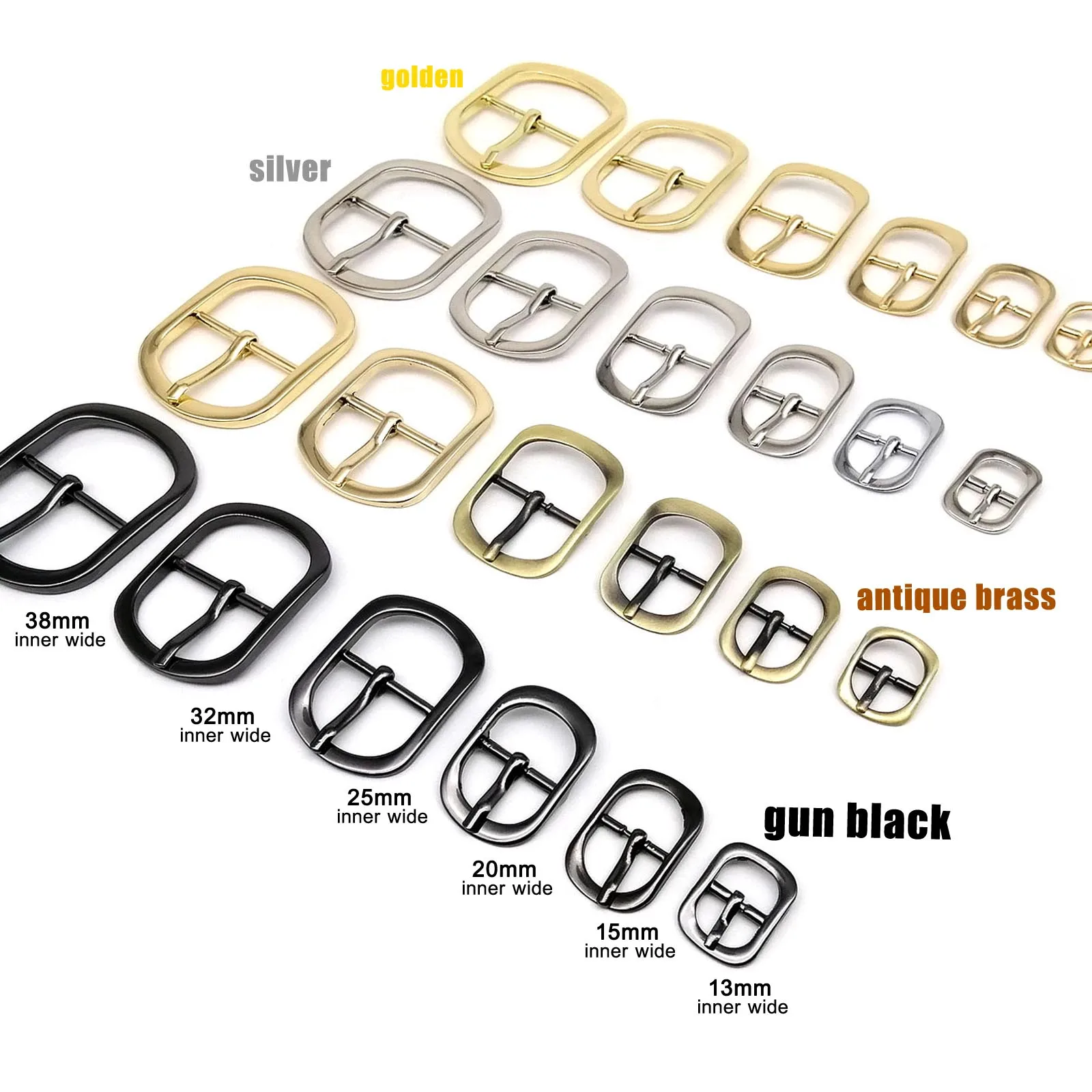 10pcs Inner Wide 13 15 20 25 32 38mm Adjust Roller Pin Buckle Snap Oval Ring Leather Bag Handbag ...