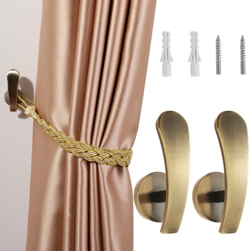2PCS-Wall-Mounted-Metal-Curtain-Hooks-Window-Curtain-Holdback-Hanging ...