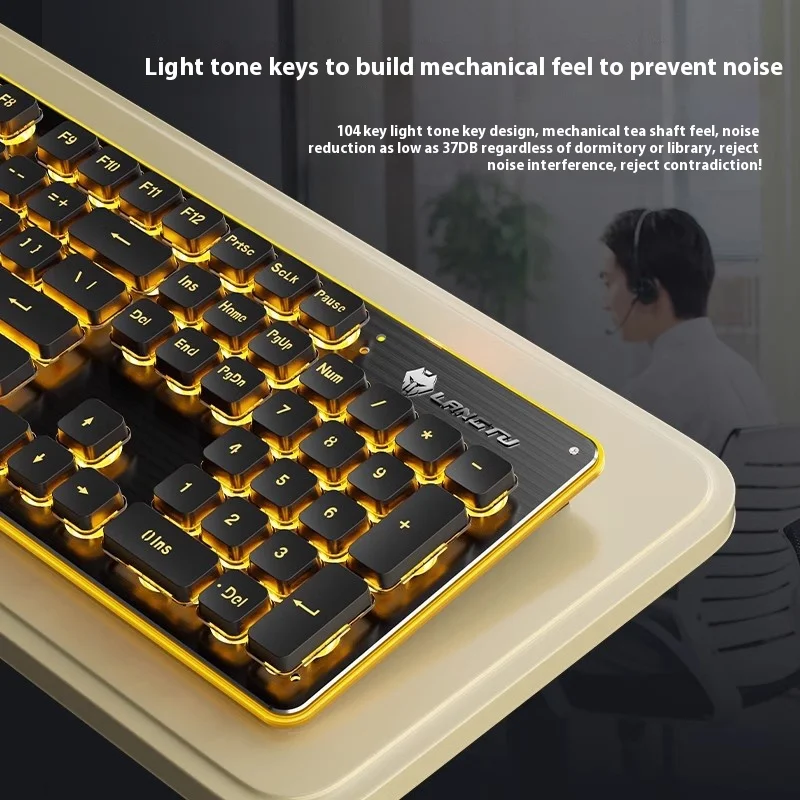 LangTuLT820-Wired-Silent-Keyboard-High-Aesthetics-Mechanical-Feel ...