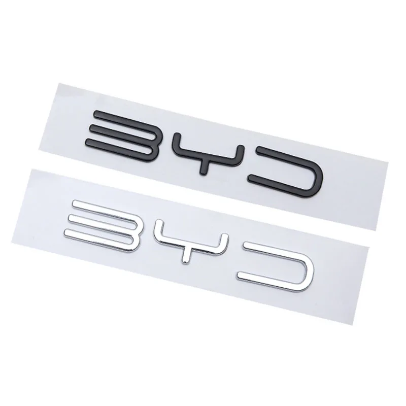 3D Metal Black Chrome Logo BYD Letters Emblem Car Fender Badge Trunk ...