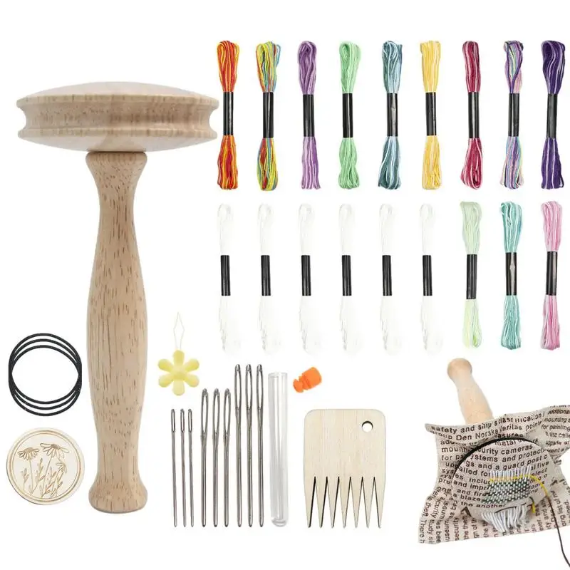 Wooden-Darning-Tool-Kit-Smooth-Clothes-Sock-Holes-Mushroom-Darner-DIY ...