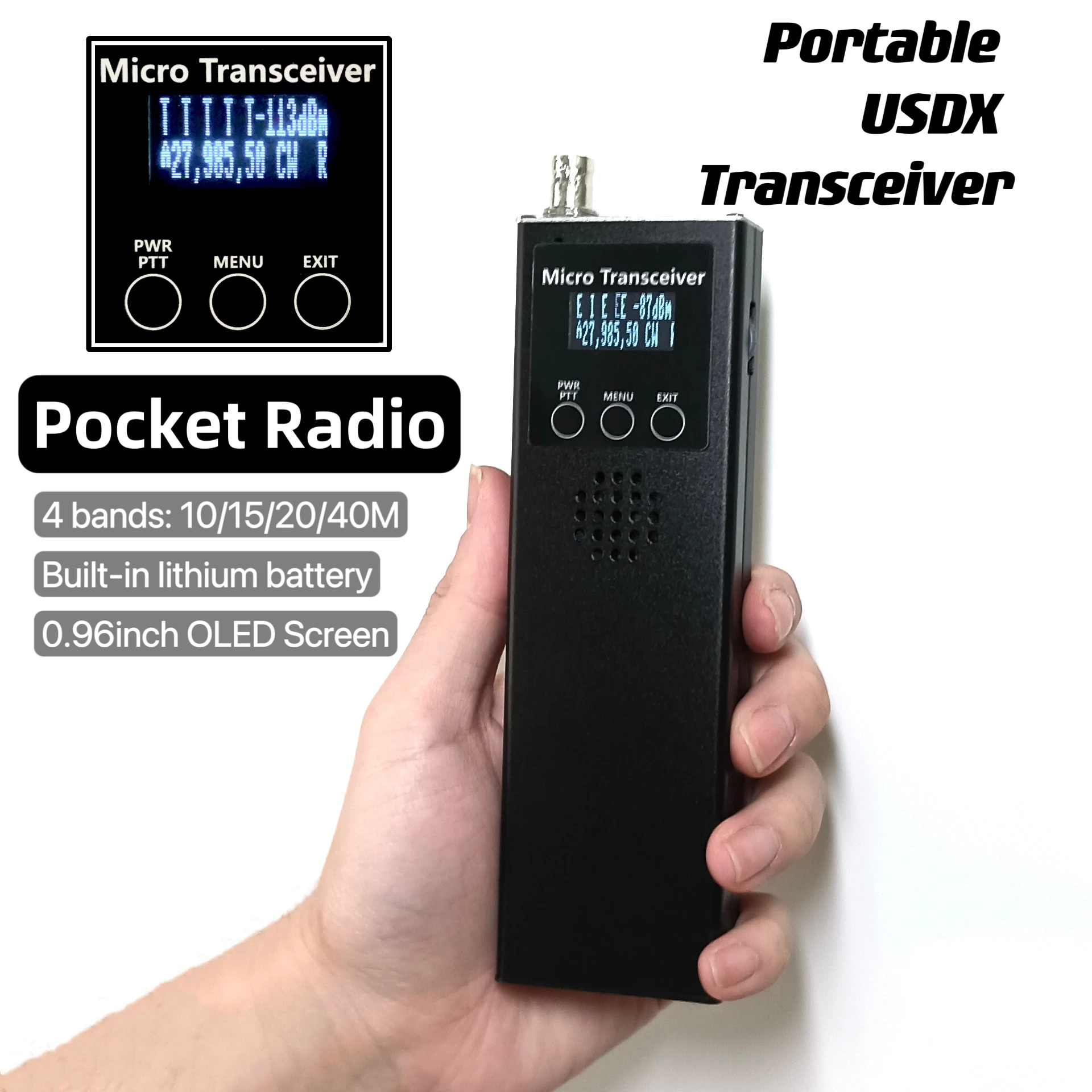 USDX ULTRA SOTA POTA Pocket Radio 4 Bandas uSDX USDR Built in Battery ...